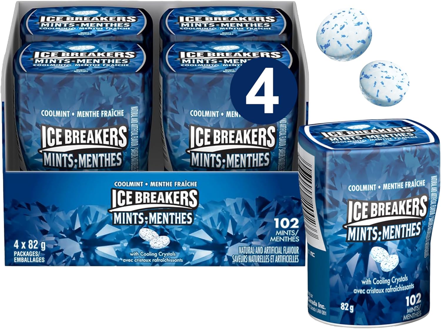 ICE BREAKERS Coolmint, Mint Candy, Candy Bulk Box, 82g (Pack of 4 ...