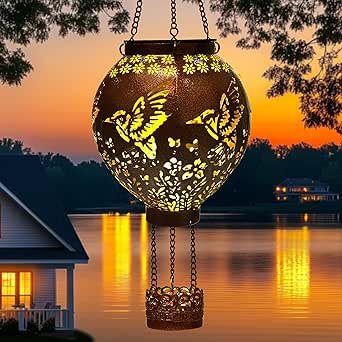 Amazon.com: Fttoyoly Hummingbird Solar Lanterns Outdoor Waterproof ...