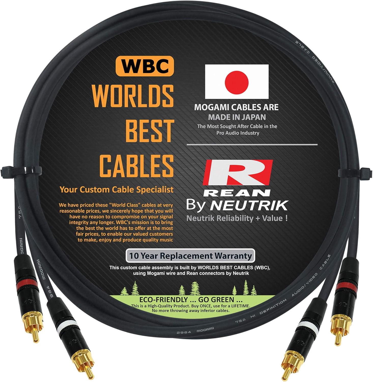 Amazon.com: WORLDS BEST CABLES 2 Foot – Audio Interconnect Cable Pair ...