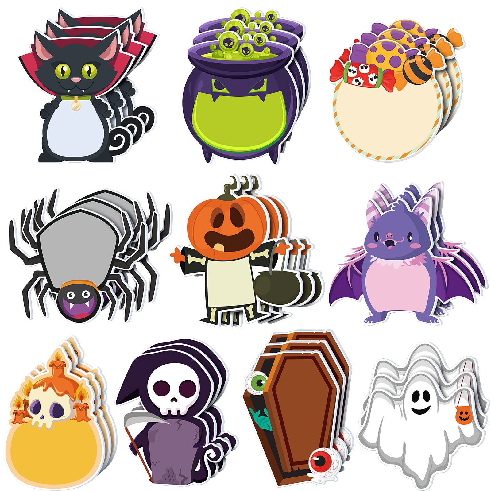 Amazon.com : Zonon 30 Pcs Halloween Sticky Notes Weird Spooky Sticky ...