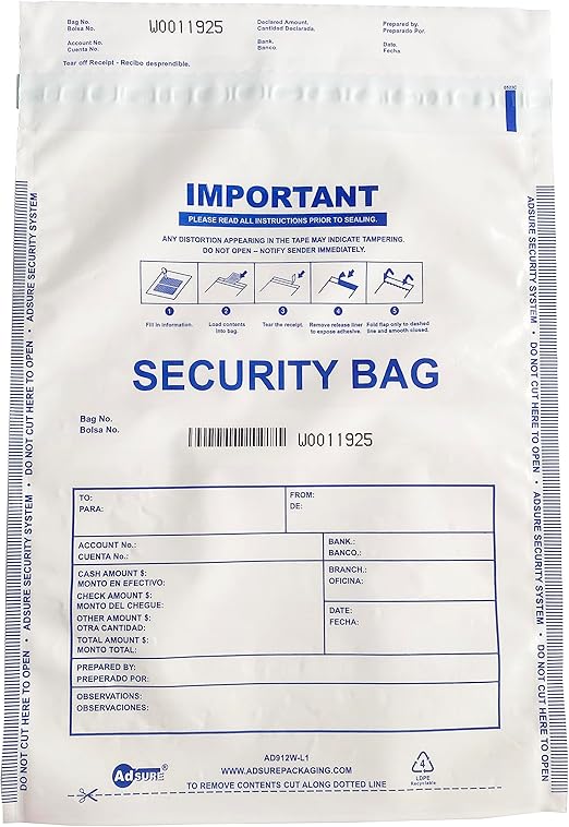 Amazon.com : Adsure Plastic Bank Deposit Bags 9"x12"|Secure Bank ...