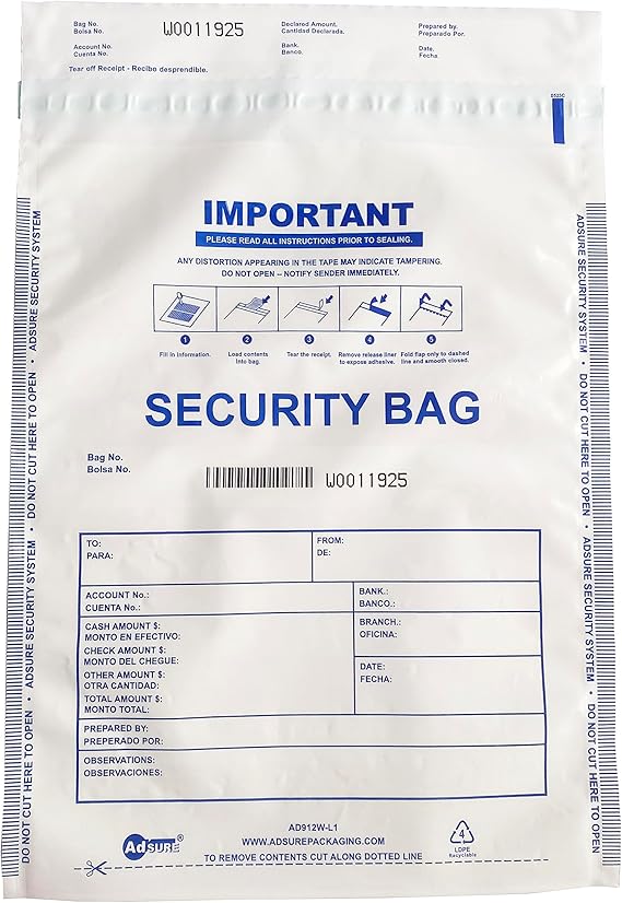 Amazon.com : Adsure Plastic Bank Deposit Bags 9"x12"|Secure Bank ...