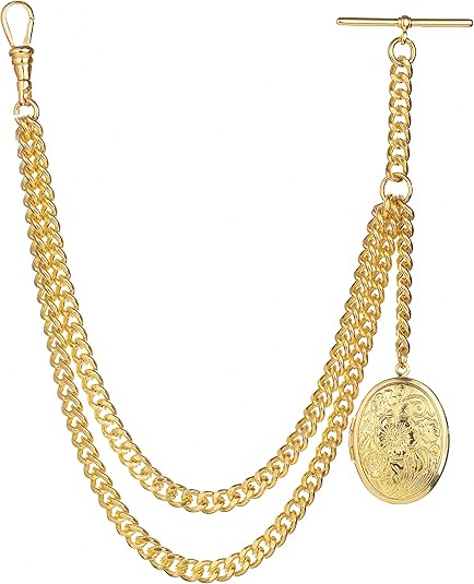 Amazon.com: Handmade in The UK Gold Colour Single Albert Pocket Watch ...