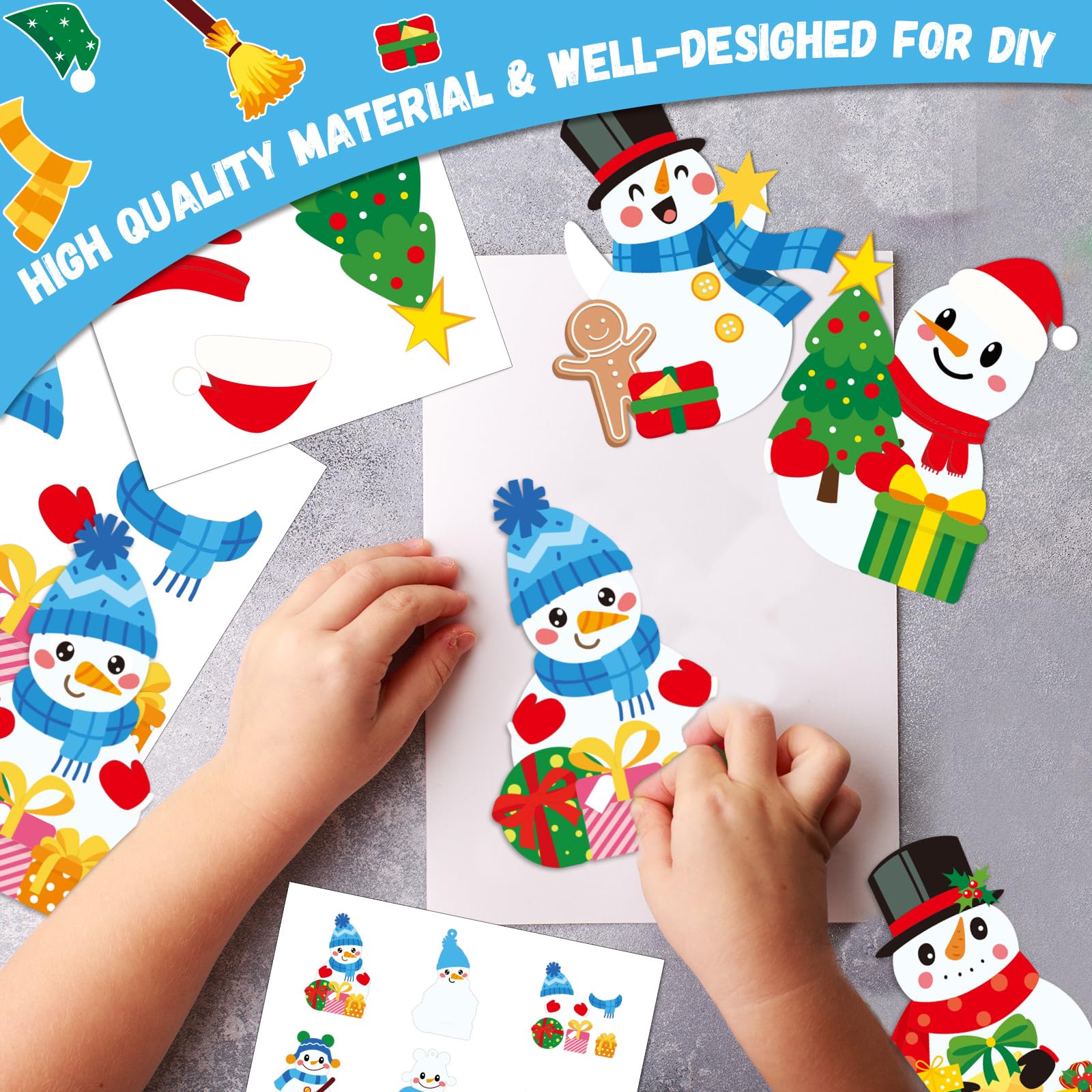 Winter Craft Kits For Kids Motipuns 48 Sets 48 Sets Snowman Crafts DIY ...