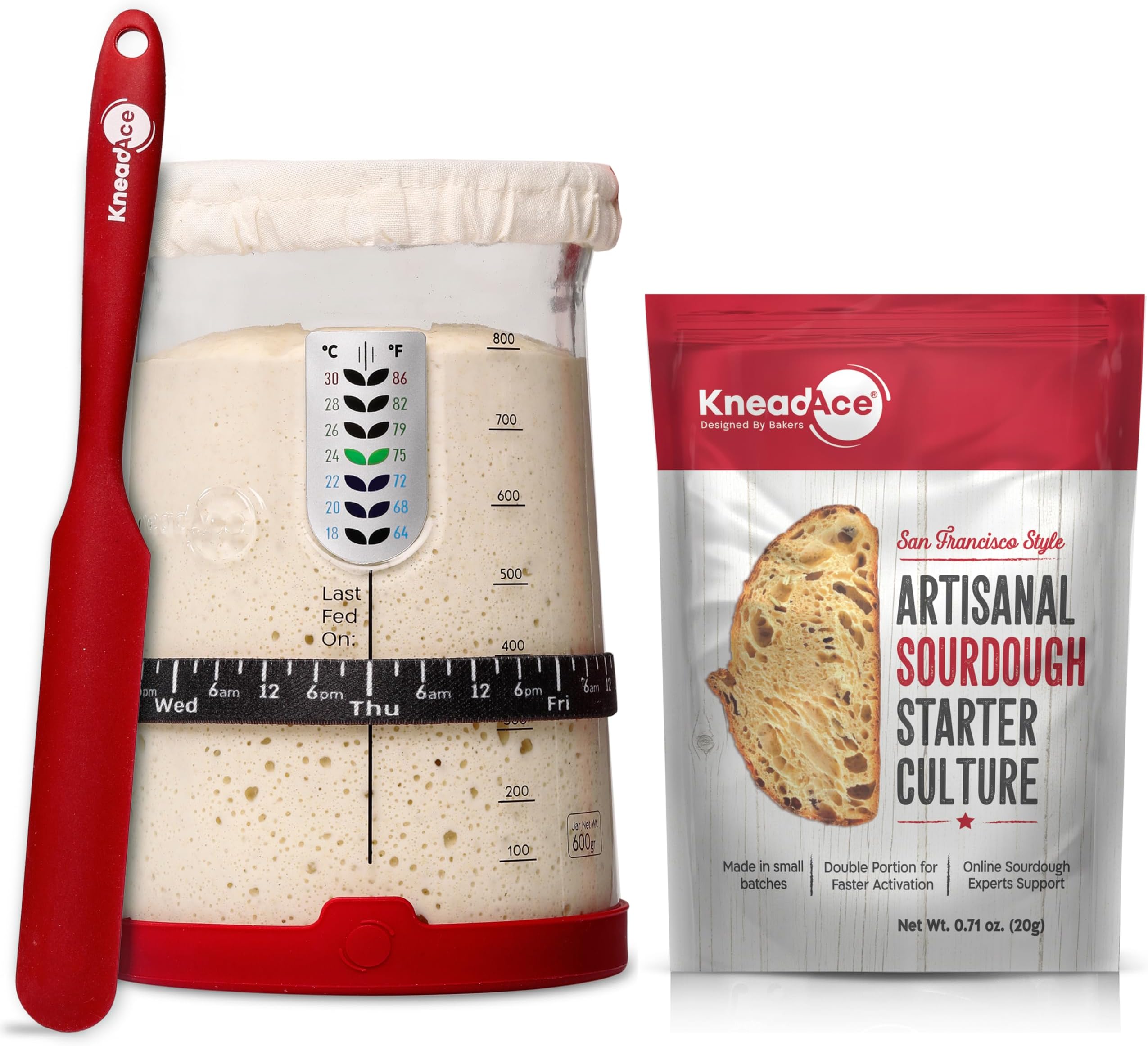 Amazon.com: KNEADACE Pro Sourdough Starter Jar Kit and Starter Culture ...