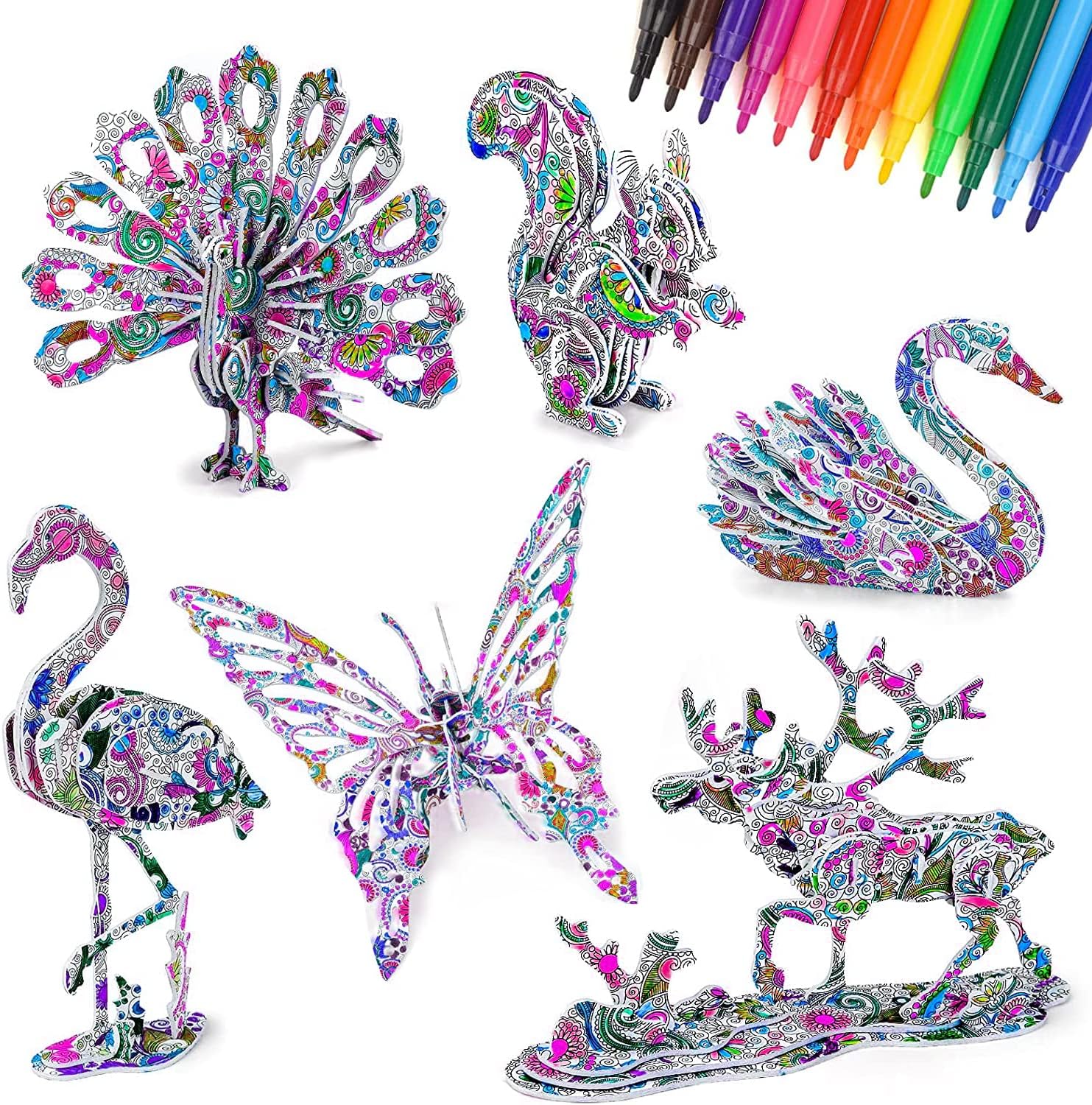 Eagool 3D Coloring Puzzle Art and Crafts Set, 3D Painting Puzzle Kit ...