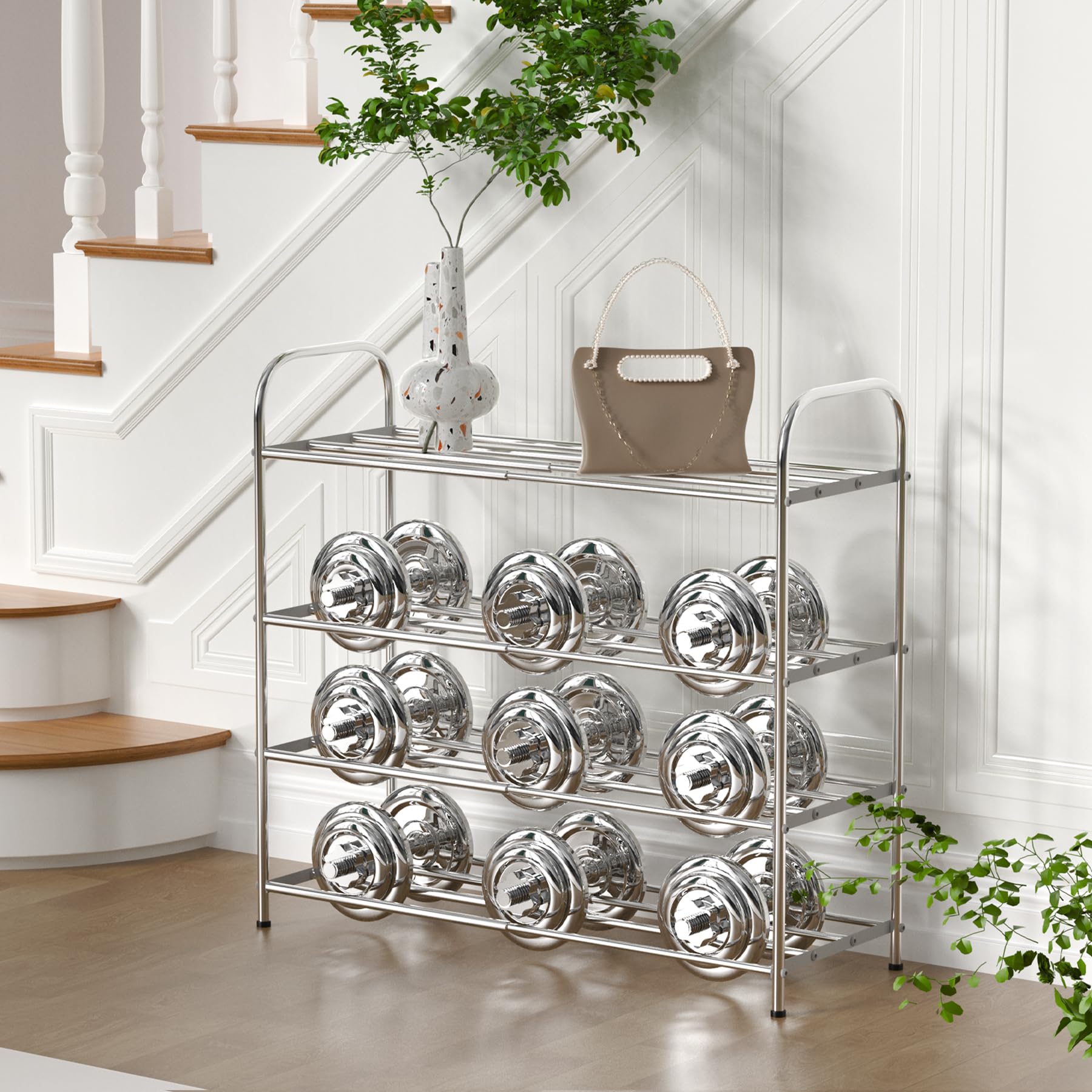 Amazon.com: Botion 4 Tier Expandable Shoe Rack for Closet, Stainless ...