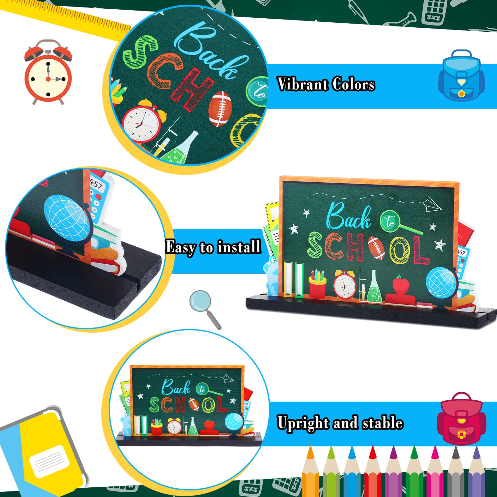 Snapklik.com : 4 Pieces Back To School Wooden Table Centerpiece Decor ...