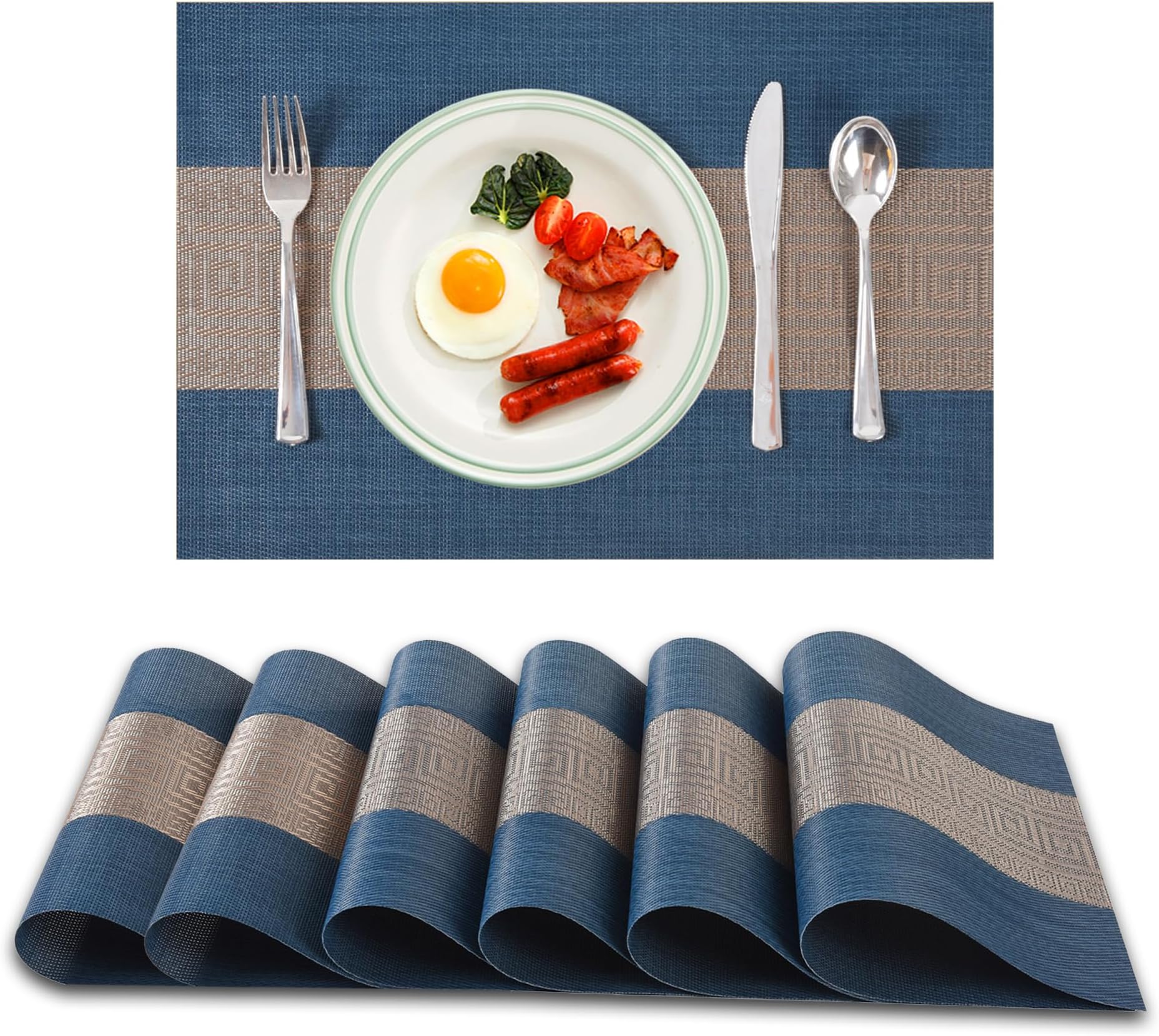AZONEZ Table Mats Set of 6 – Heat Resistant Place Mats for Table, Woven ...