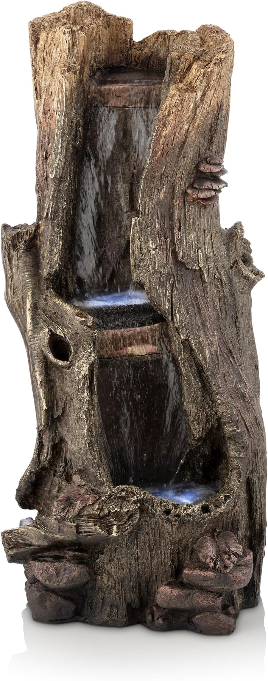 Amazon.com : Lighted Tree Trunk Waterfall Outdoor Garden Water Fountain ...