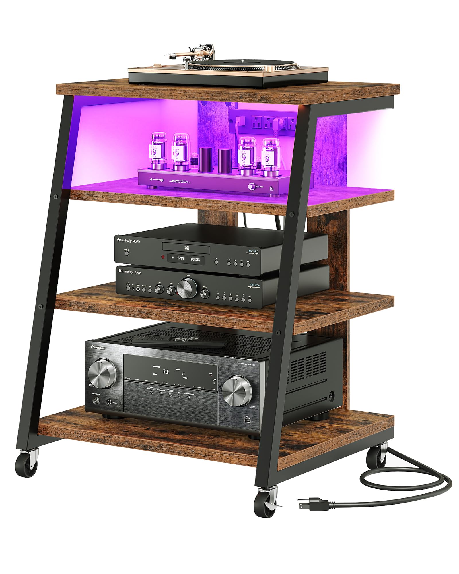 Amazon.com: CHOEZON 4-Tier AV Media Stand with Wheels, Stereo Stands ...