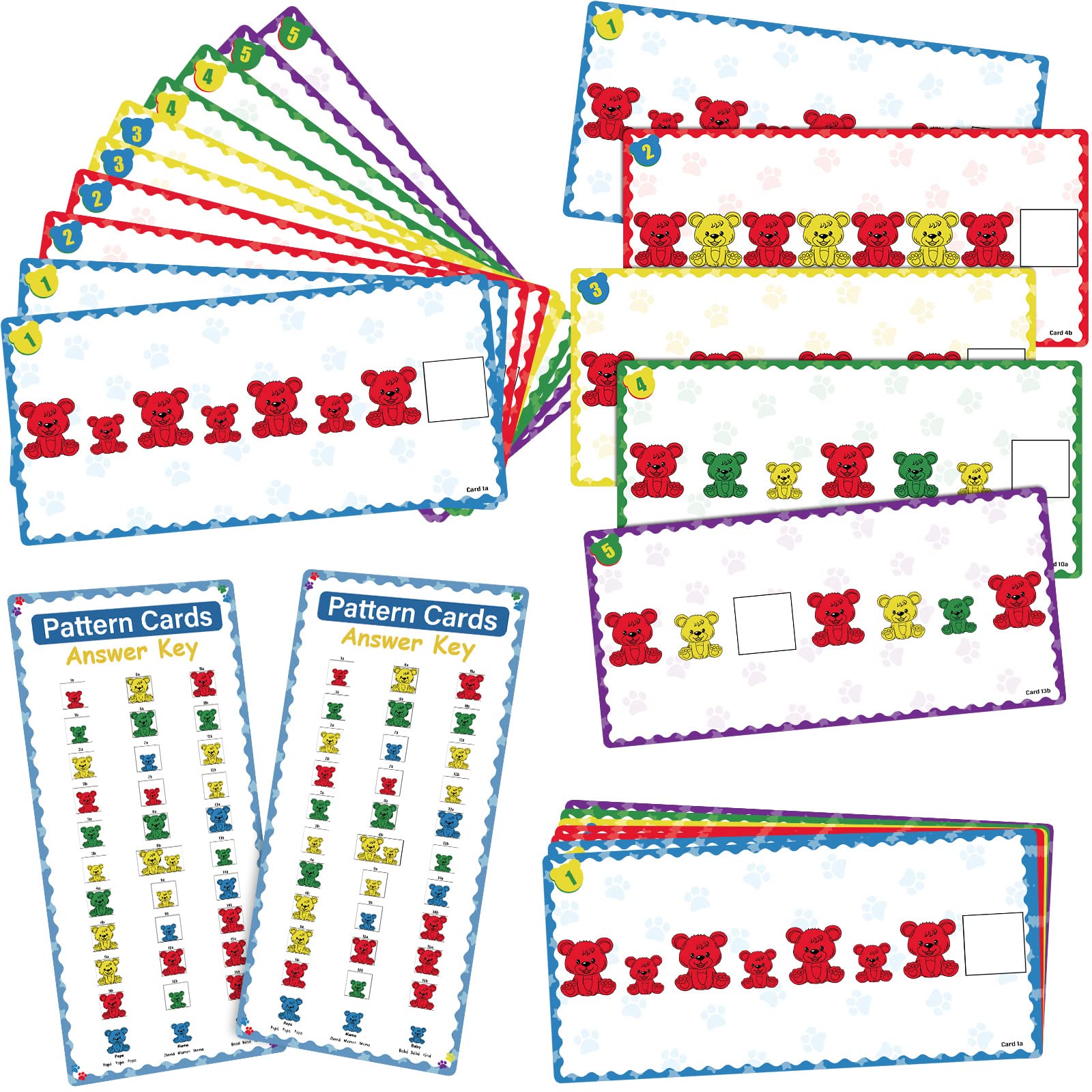 Buy 16 Pcs Counting Bear Family Pattern Cards Bear Early Math Skill ...