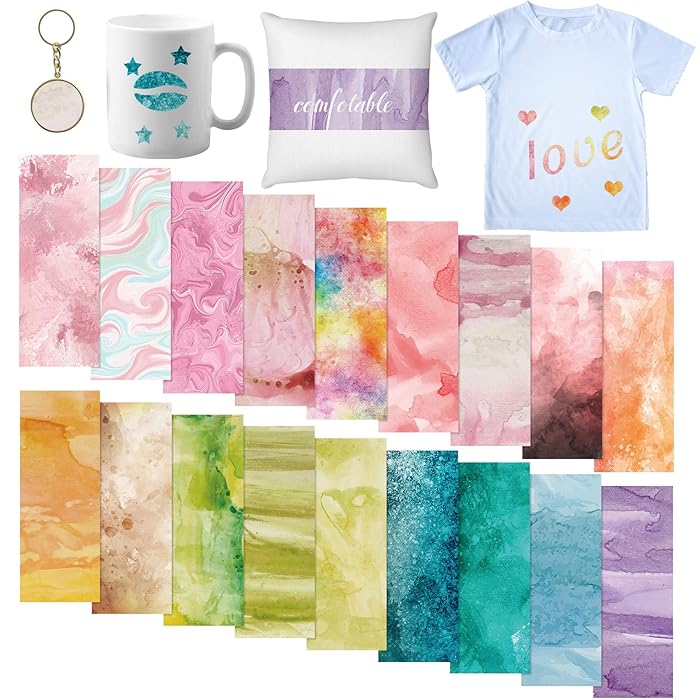 Buy 18 Pcs Infusible Transfer Ink Sheets 12 x 4.5 Inches Watercolor ...