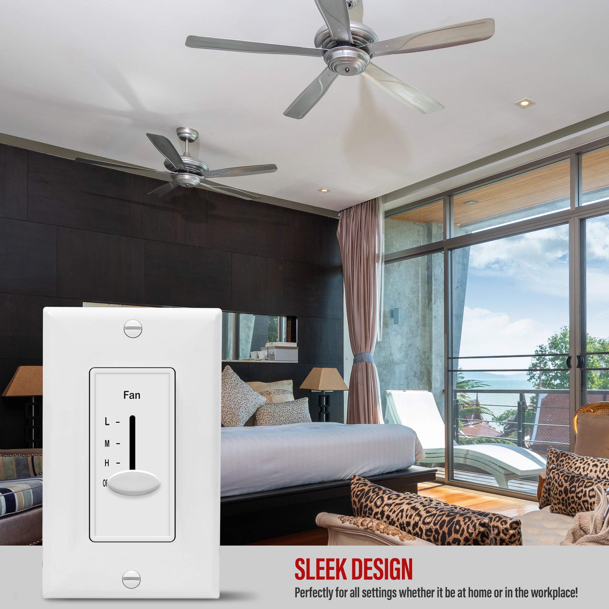 Snapklik.com : ENERLITES 3 Speed Decora In Wall Ceiling Fan Control