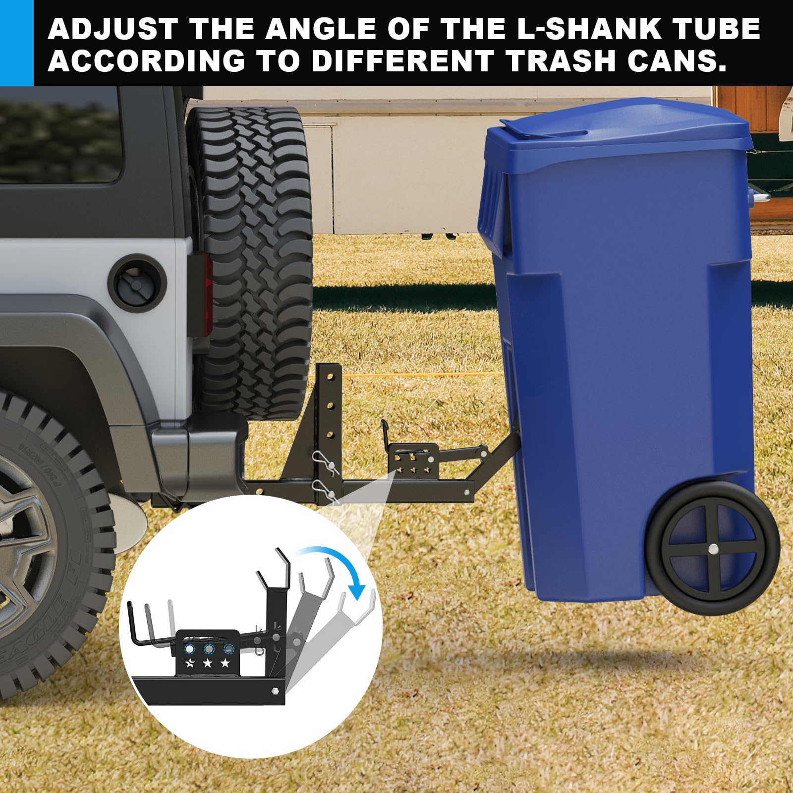 Snapklik.com : Adjustable 2" Trash Can Hauler Hitch Reciever, Heavy ...