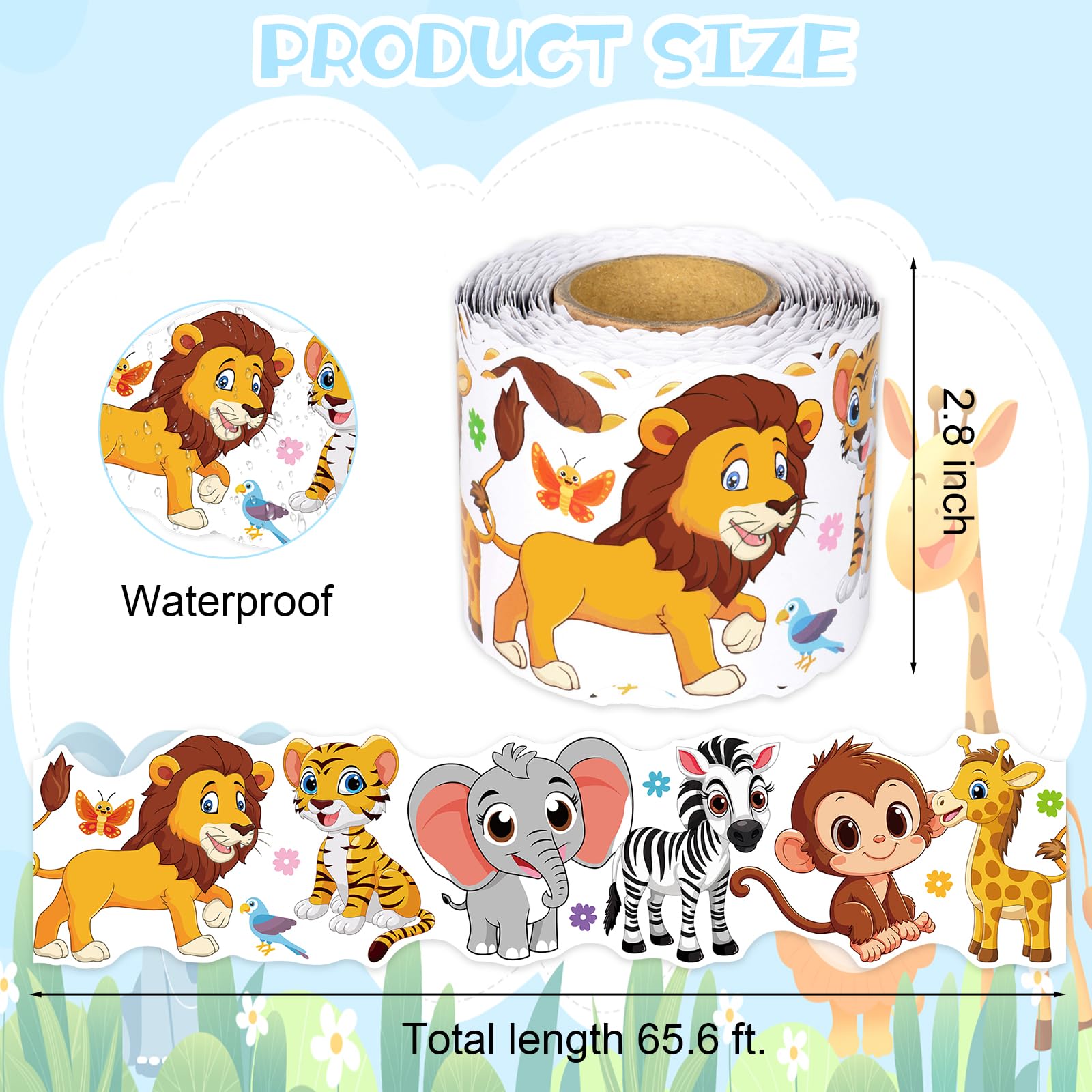 Snapklik.com : Jungle Animals Bulletin Board Border, 65.6Ft Cute Animal ...