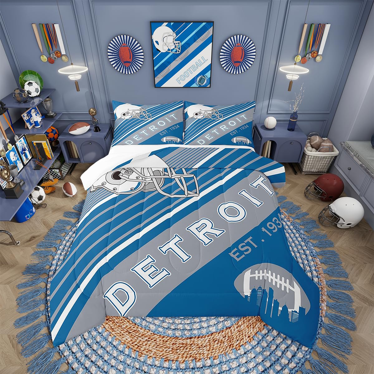 Amazon.com: Erosebridal Sports Football Bedding Comforter Sets White ...