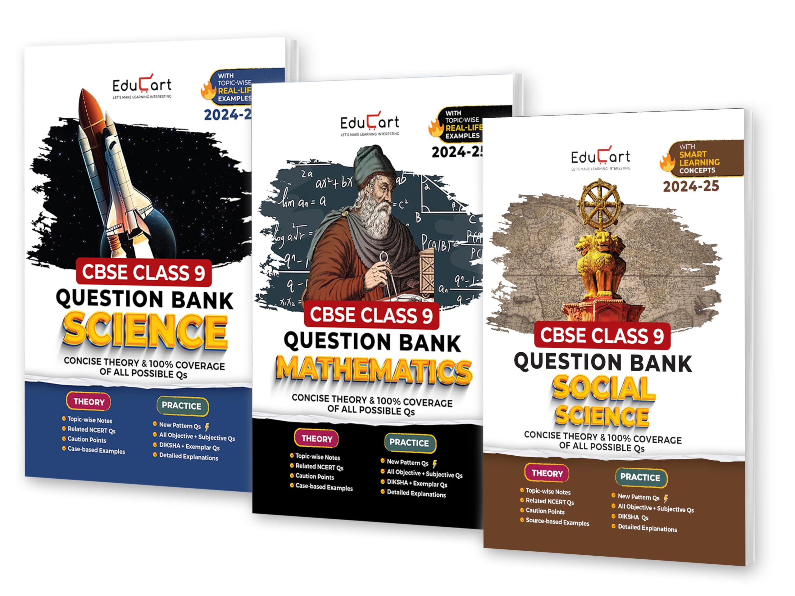 Educart CBSE Class 9 Question Bank SCIENCE, MATHS & SOCIAL SCIENCE 2024 ...