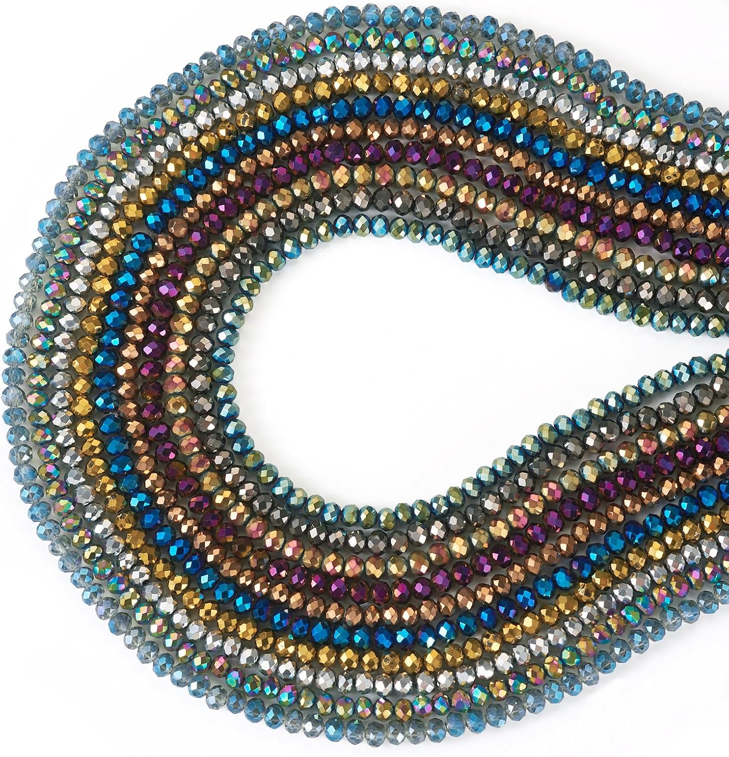 Amazon.com: Magibeads 1230Pcs 4x3mm Metallic Glass Rondelle Beads ...