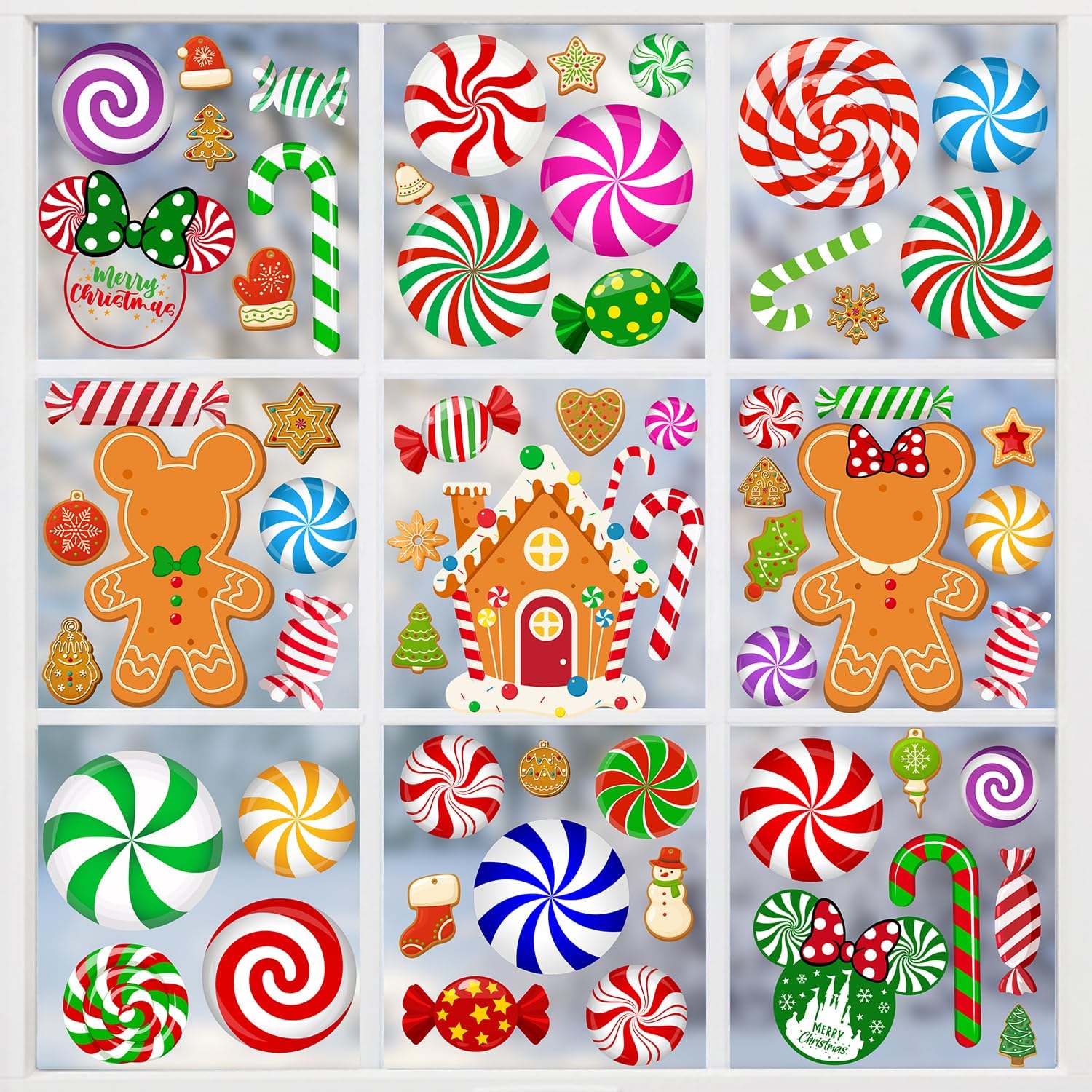Amazon.com: IMISHM Gingerbread Christmas Window clings Candy Christmas ...
