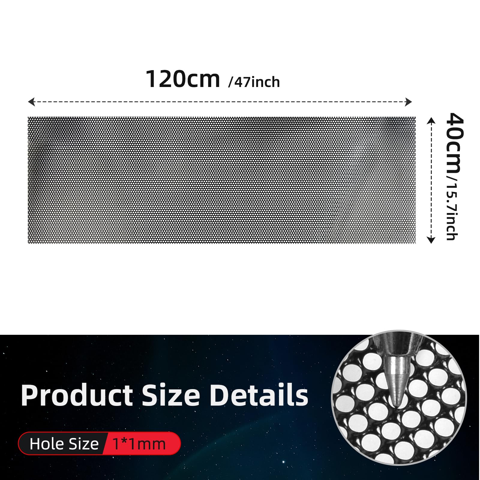 Snapklik.com : AggAuto 47in X 16in Stainless Steel Car Grill Mesh Screen