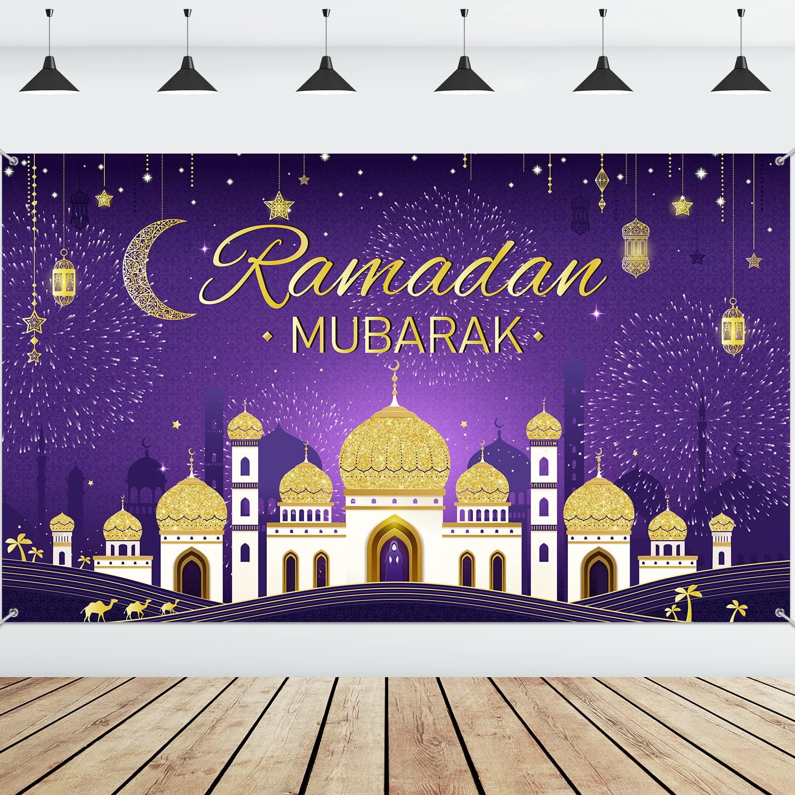 Amazon.com : Eid Mubarak Party Backdrop 70.8 x 43.3 Inch Eid Mubarak ...
