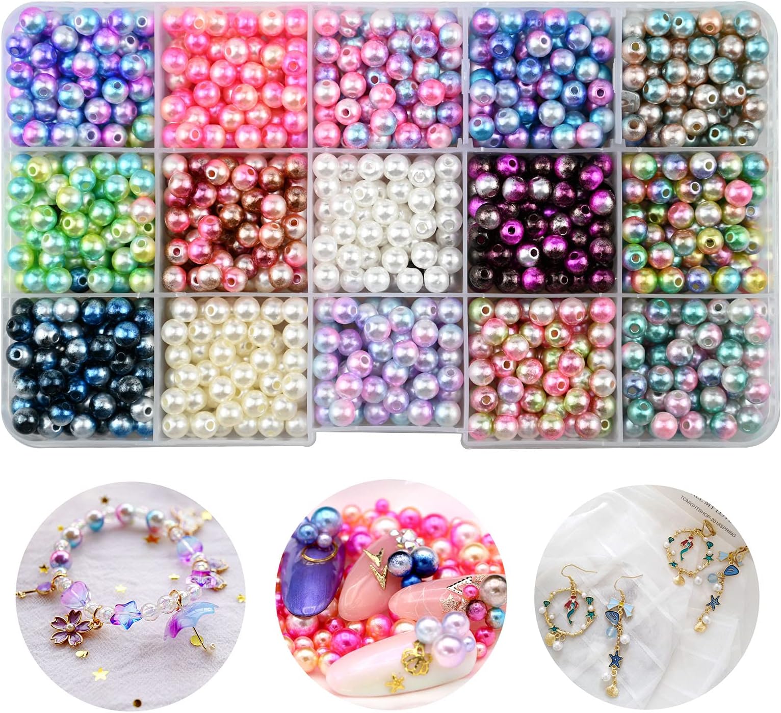 Amazon.com: INSPIRELLE 1800 Pieces 6mm Pearl Beads 30 Colors Plastic ...