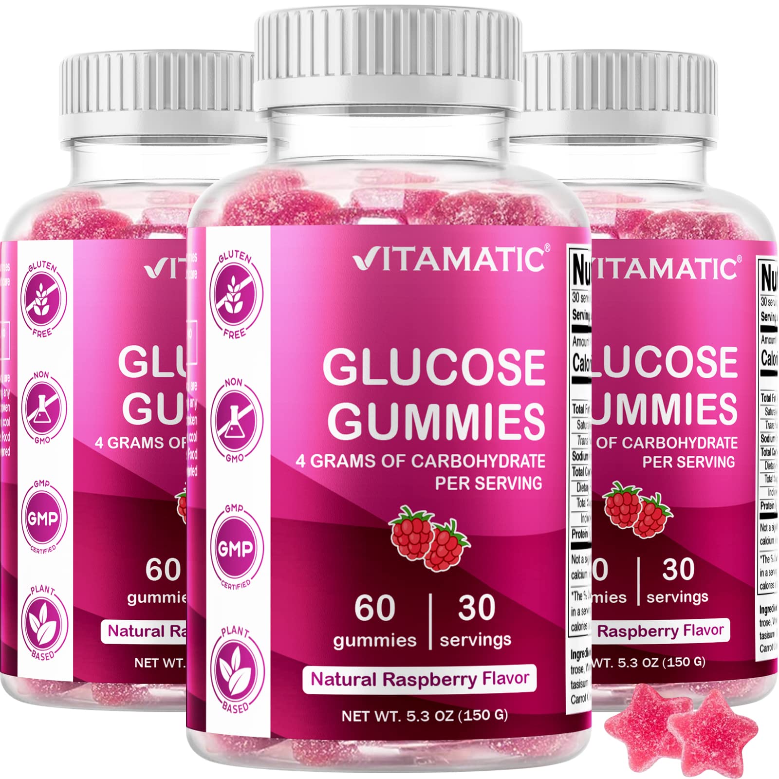 Amazon.com: Vitamatic Glucose chewable Gummies - 60 Count - Natural ...