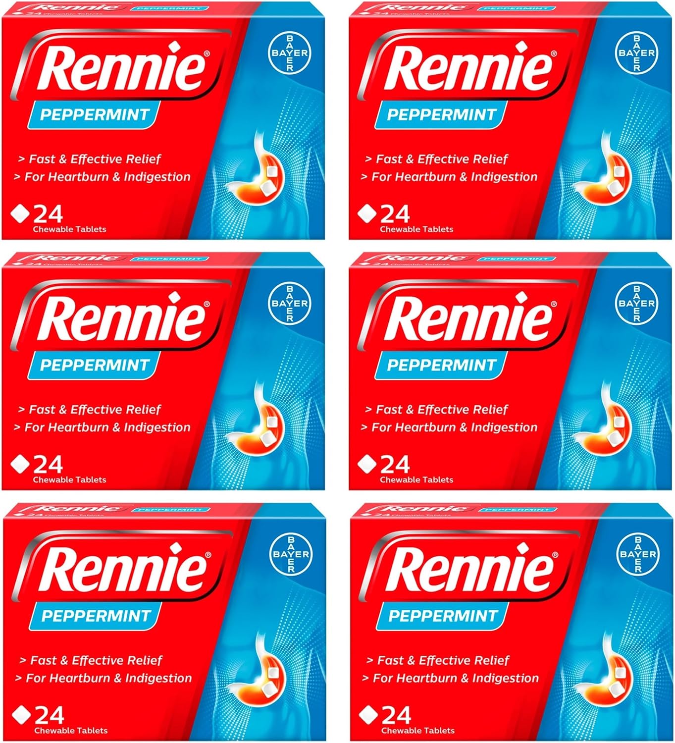 Rennie Peppermint - Antacids, Heartburn Relief and Indigestion Tablets ...