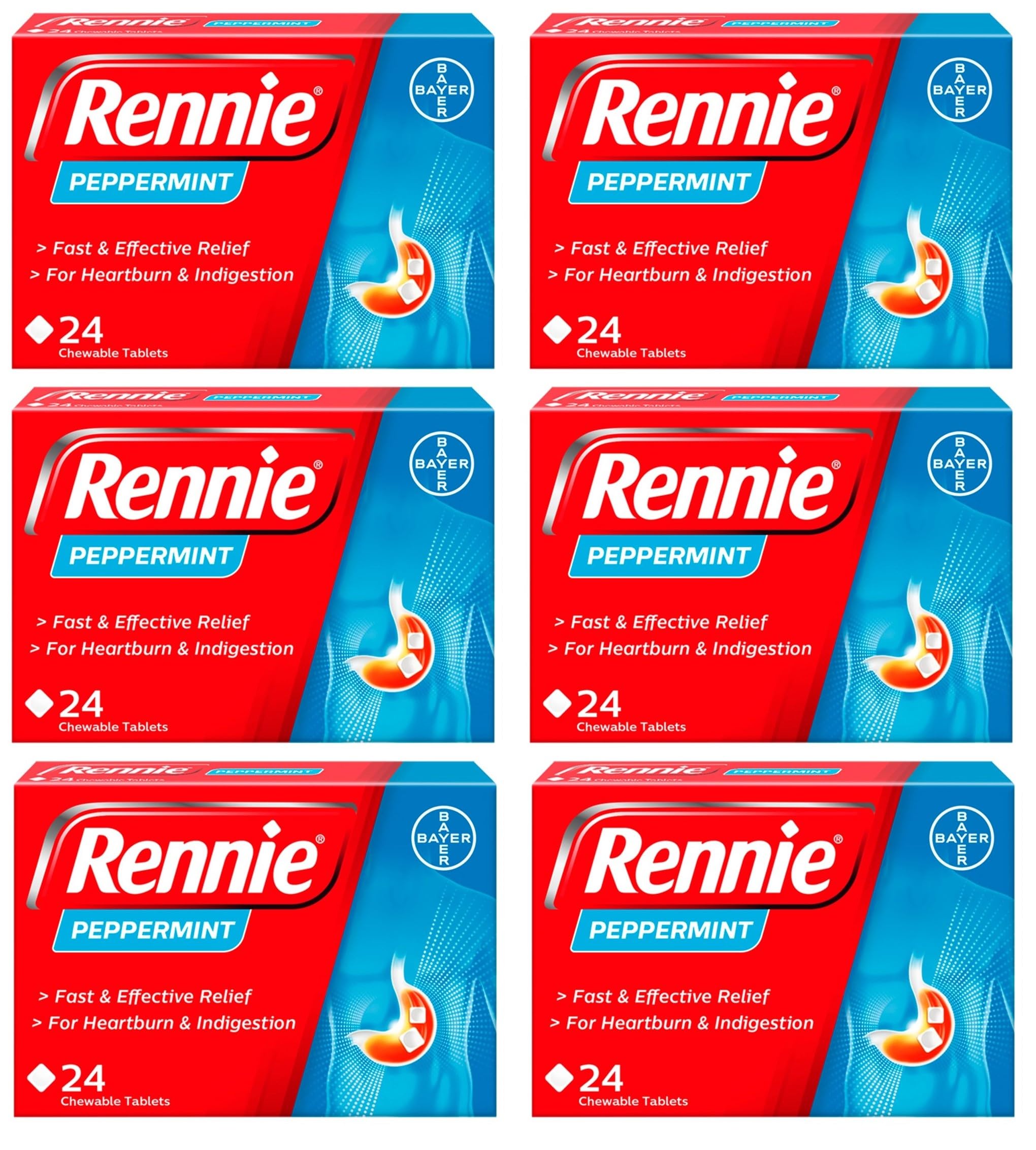 Rennie Peppermint - Antacids, Heartburn Relief and Indigestion Tablets ...