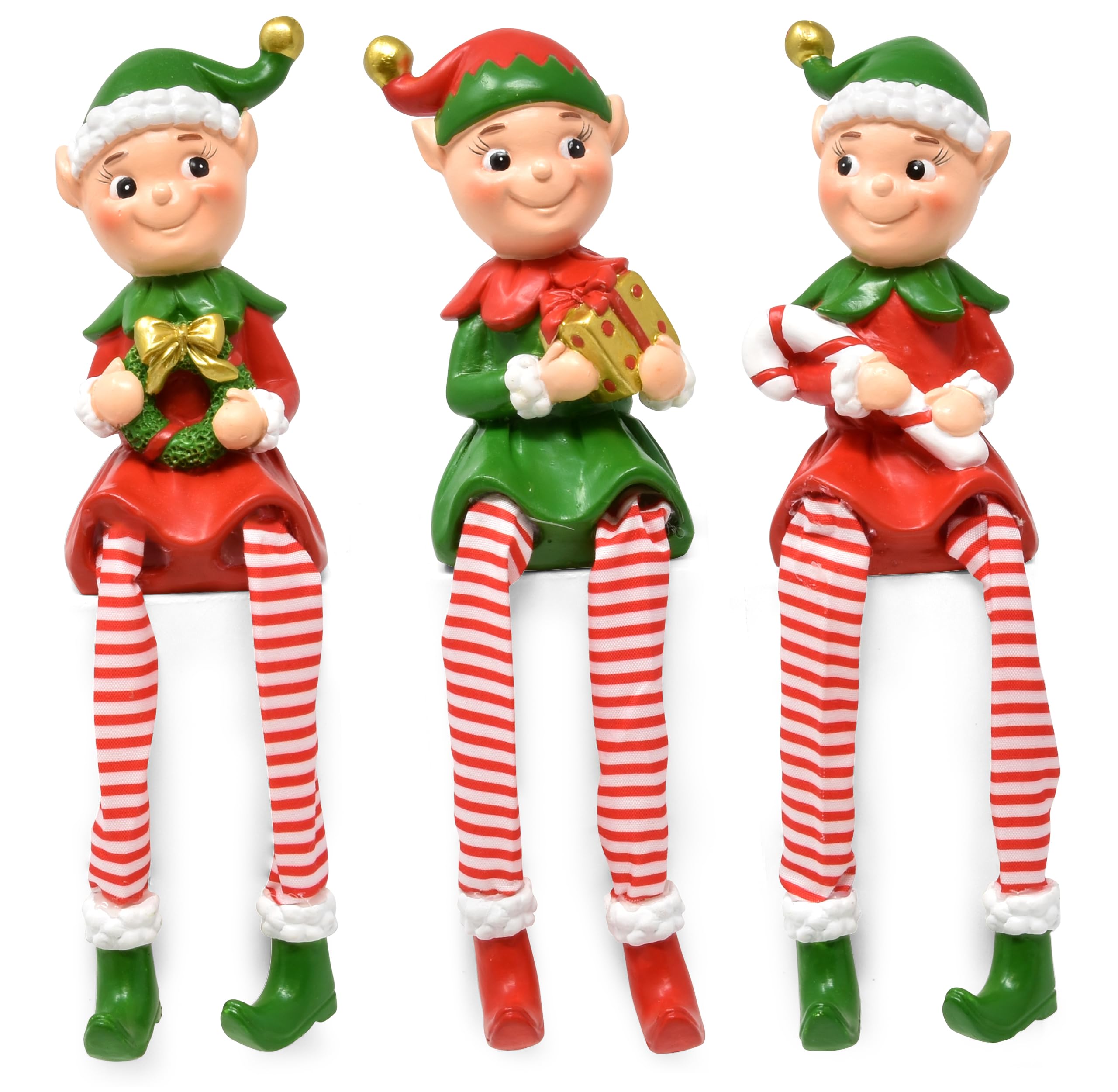 Amazon.com: Gift Boutique Christmas Elves Figurines Table Top Decor Set ...