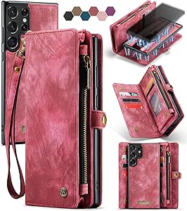 Amazon.com: Samsung Galaxy S23 Ultra Wallet Case,Zipper Folio Leather Case Wallet with Card ...