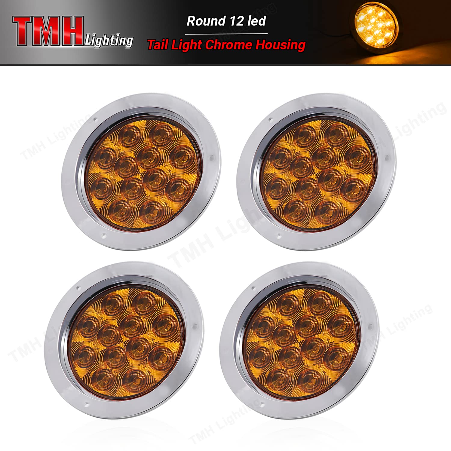 Snapklik.com : TMH 4 Pcs 4 Inch Amber LED F3 Piranha Round Trailer Tail ...