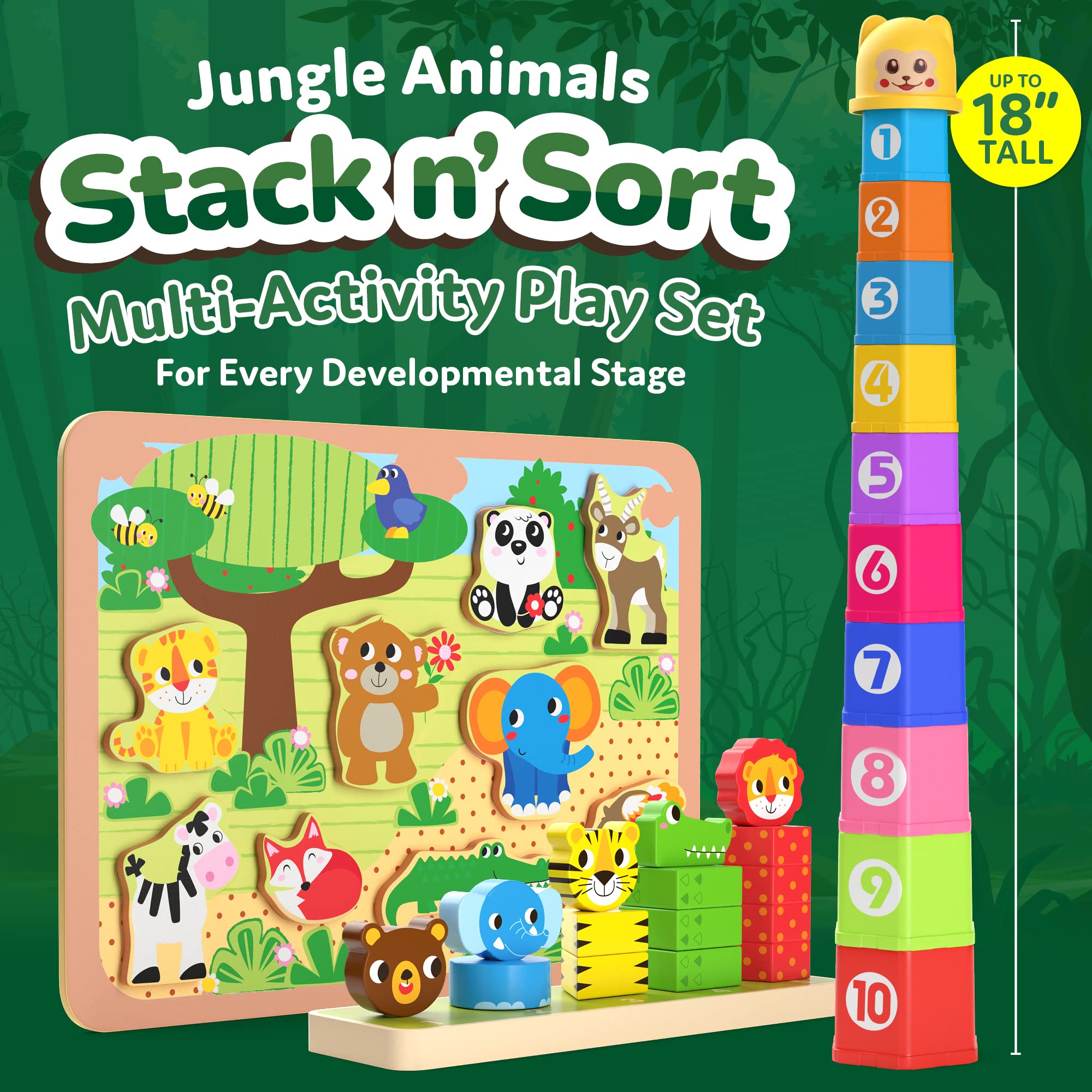 Snapklik.com : Stack N Sort Baby Toddler Learning Toys, 3 Developmental Educational Game Set ...
