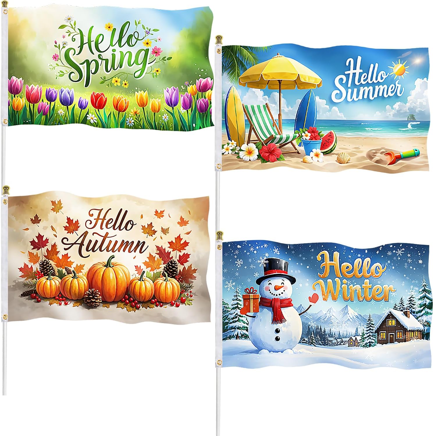 Amazon.com: 4 Pcs Garden Flag 3x5 ft Spring Summer Autumn Winter Flags ...