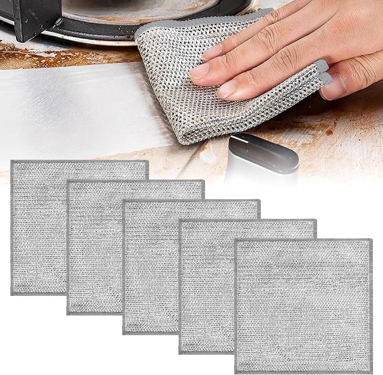 Amazon.com: Dishcloth Pot Scrubber Multipurpose Wire Dishwashing Rags ...