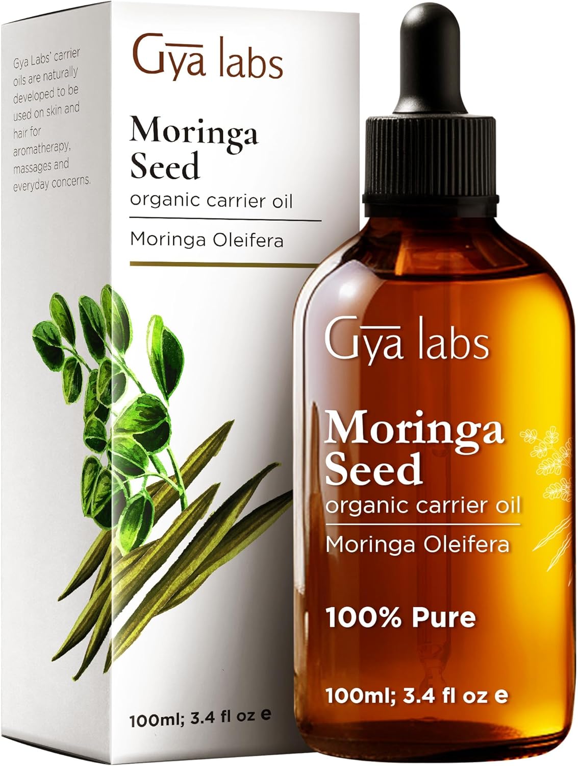 Gya Labs Organic Moringa Oil for Skin - Cold Pressed Unrefined Natural Moringa Carrier Oil for ...