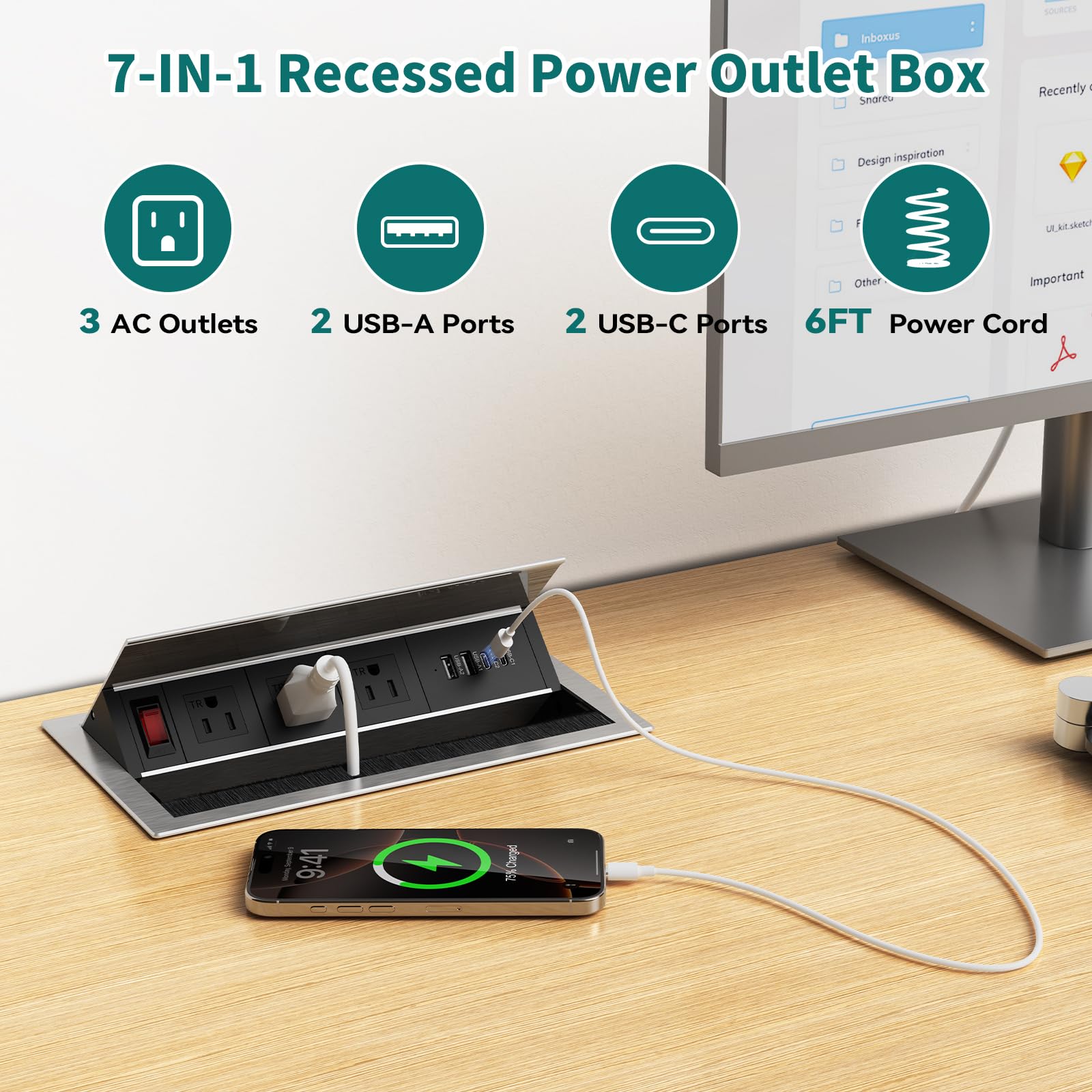 Snapklik.com : QBA Tabletop Brush Connectivity Box Outlet, Recessed ...