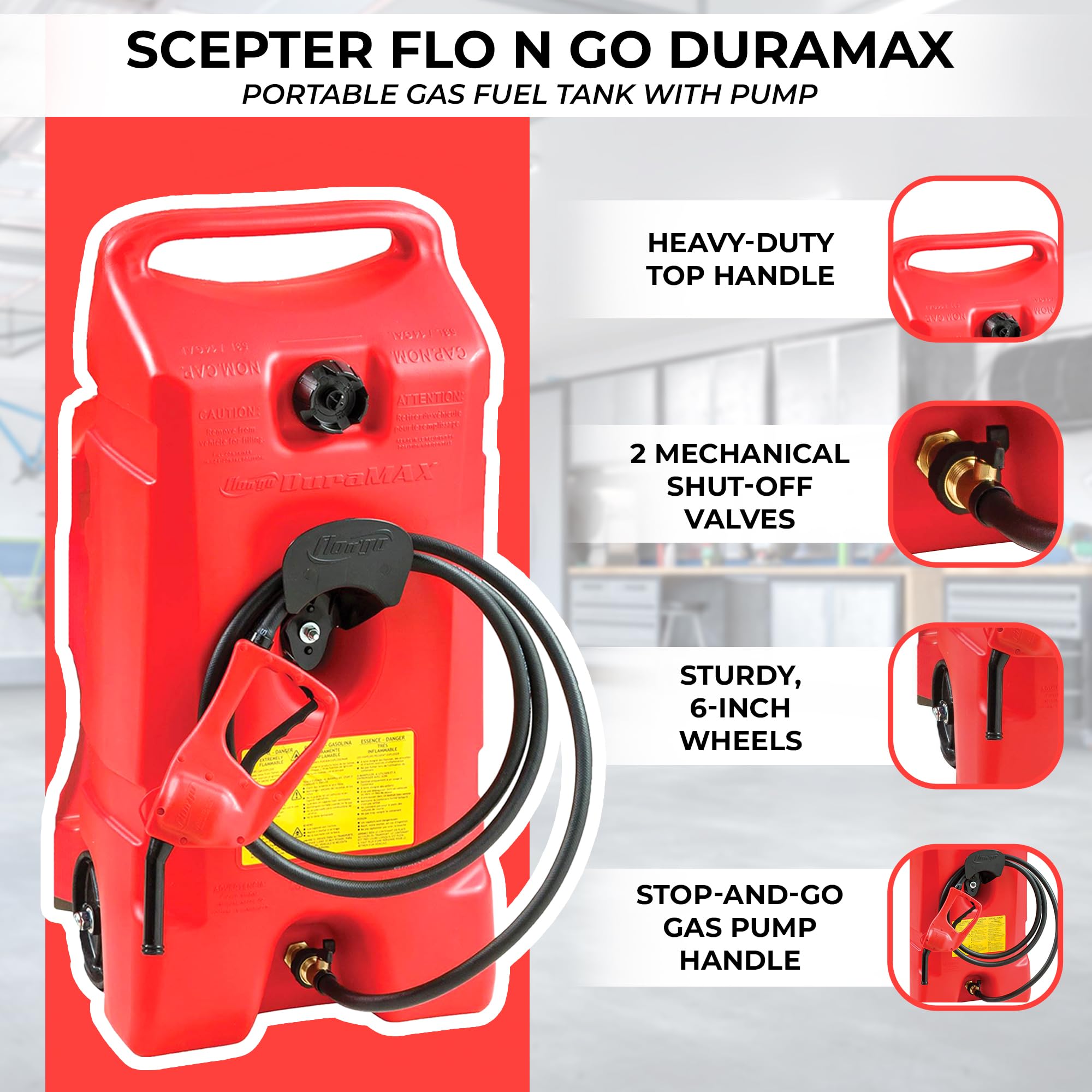 Snapklik.com : Scepter 14 Gallon Portable On Wheels Gas Fuel Tank ...