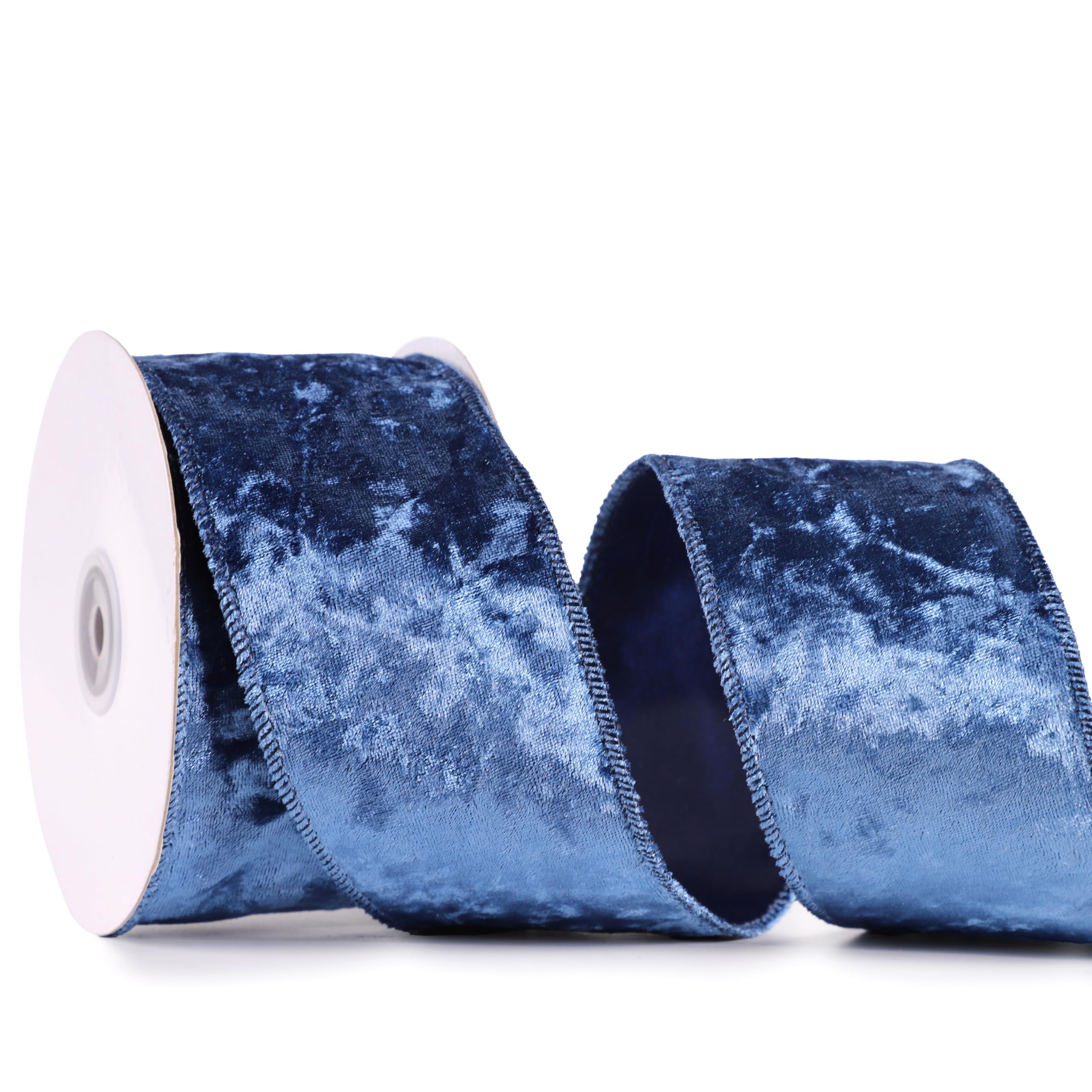 Amazon.com: MAYREEL Navy Blue Crushed Velvet Ribbon Wired 2.5" x 10 ...