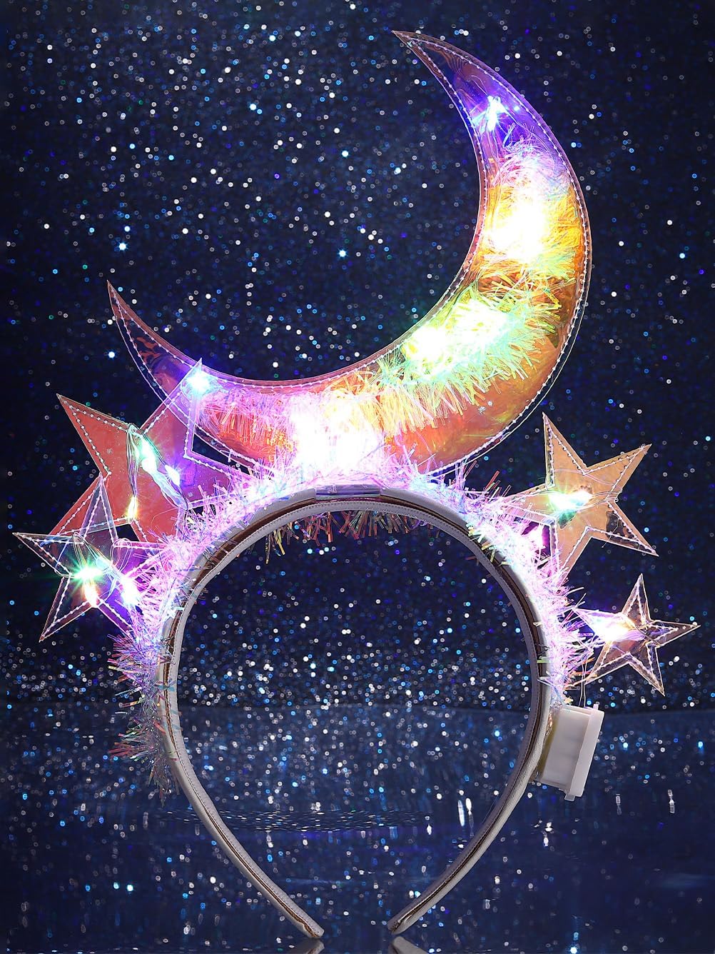 Amazon.com: GENBREE Light Up Headbands Glowing Stars Moon Hair Band Luminous Headband Nightclub ...