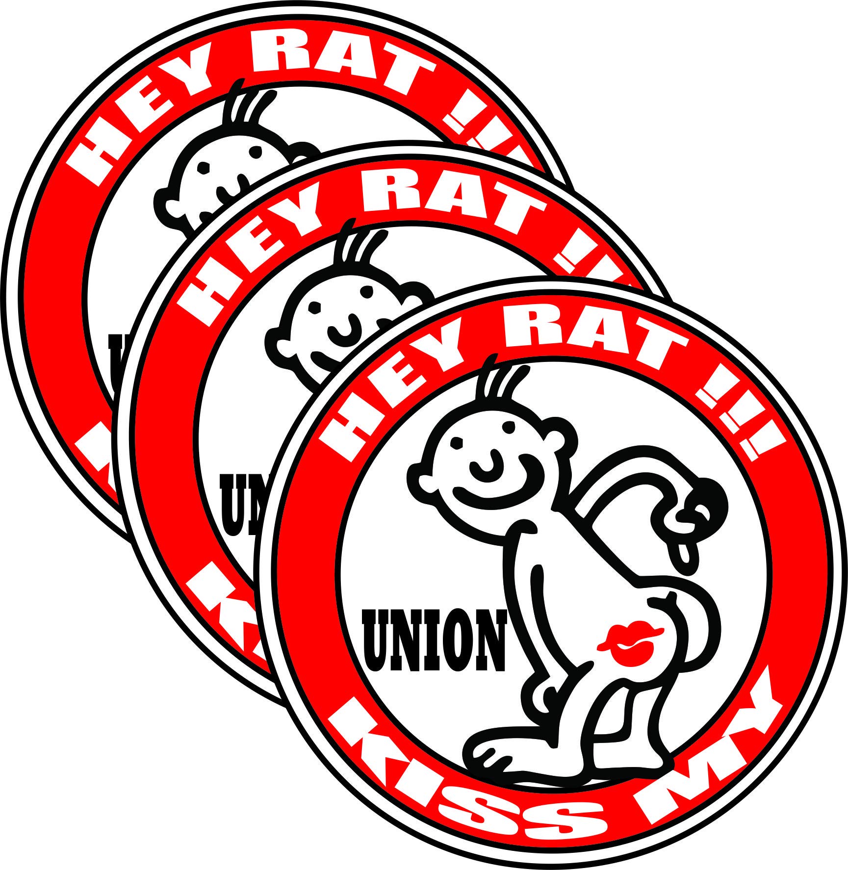 3 pcs Pro Union - NO Rats Kiss My Red, Hard Hat, Tool Box Stickers ...