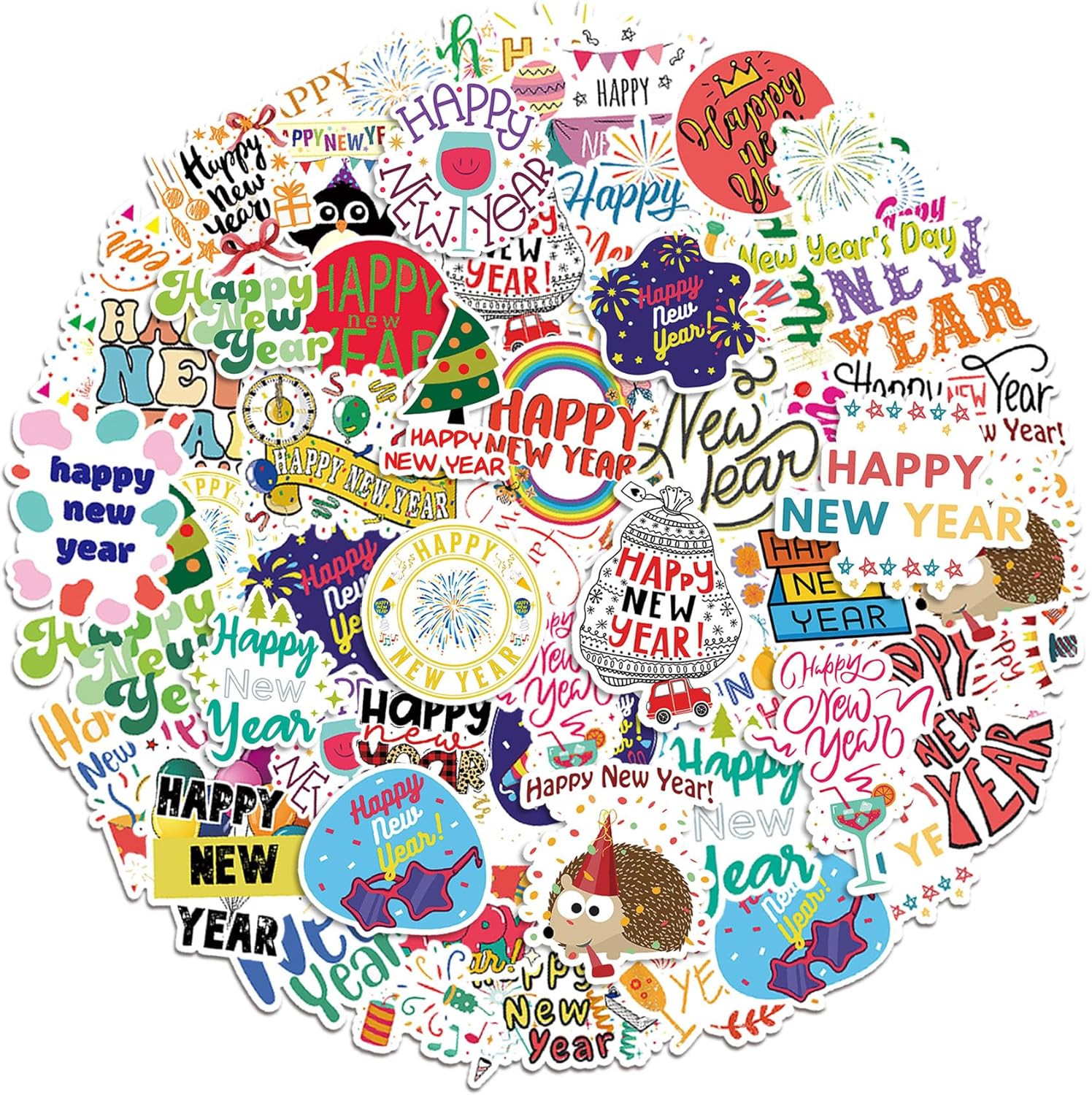 Amazon.com: Happy New Year Stickers, 100 PCS New Years Stickers Crafts ...