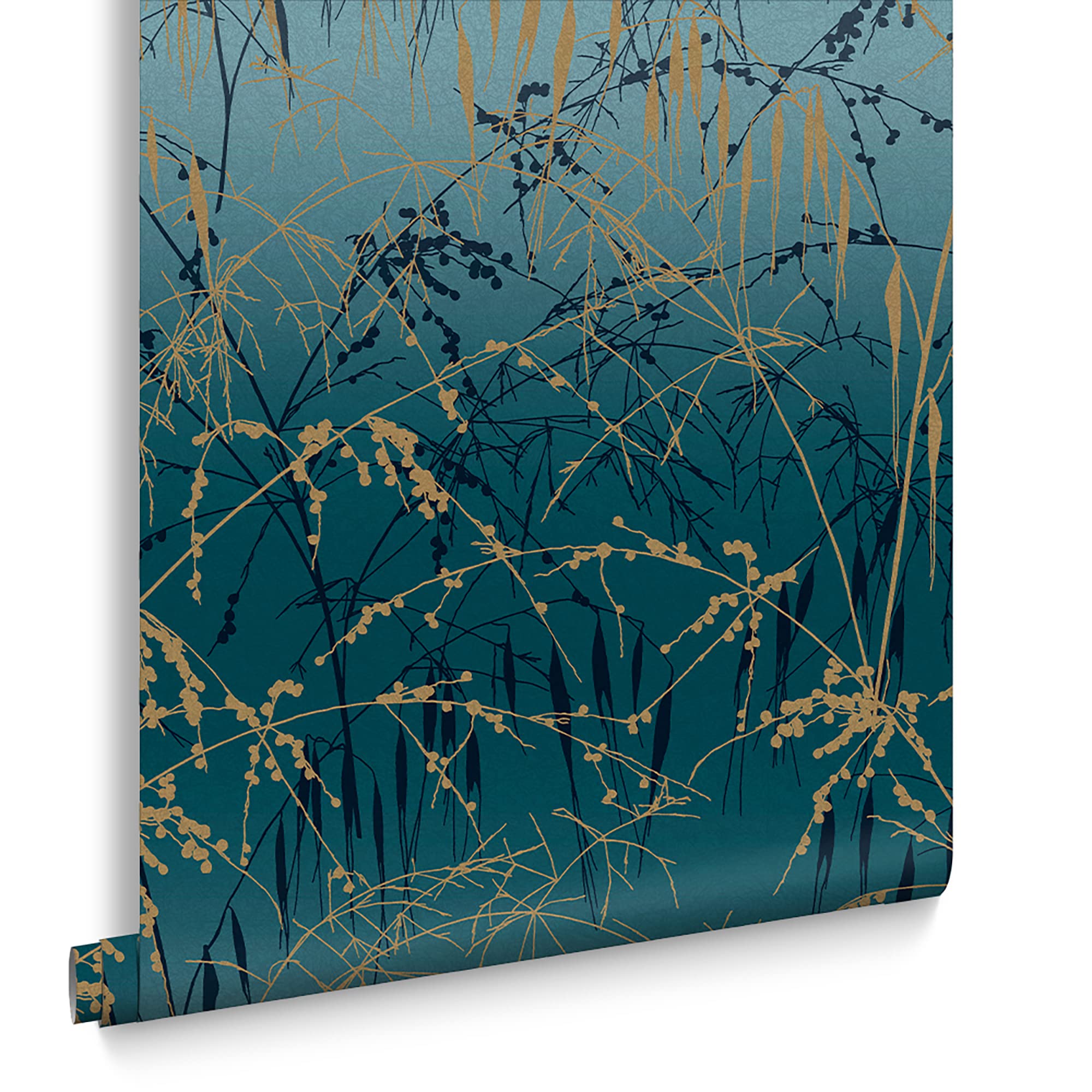 Clarissa Hulse Meadow Grass Teal & Soft Gold Wallpaper : Amazon.co.uk ...