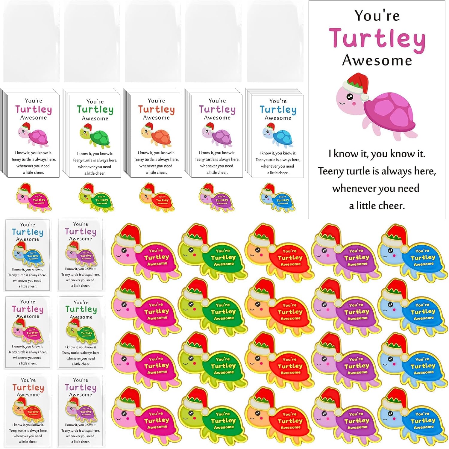 30 Sets Christmas Positive Turtle Pins Inspirational Turtle Brooches ...
