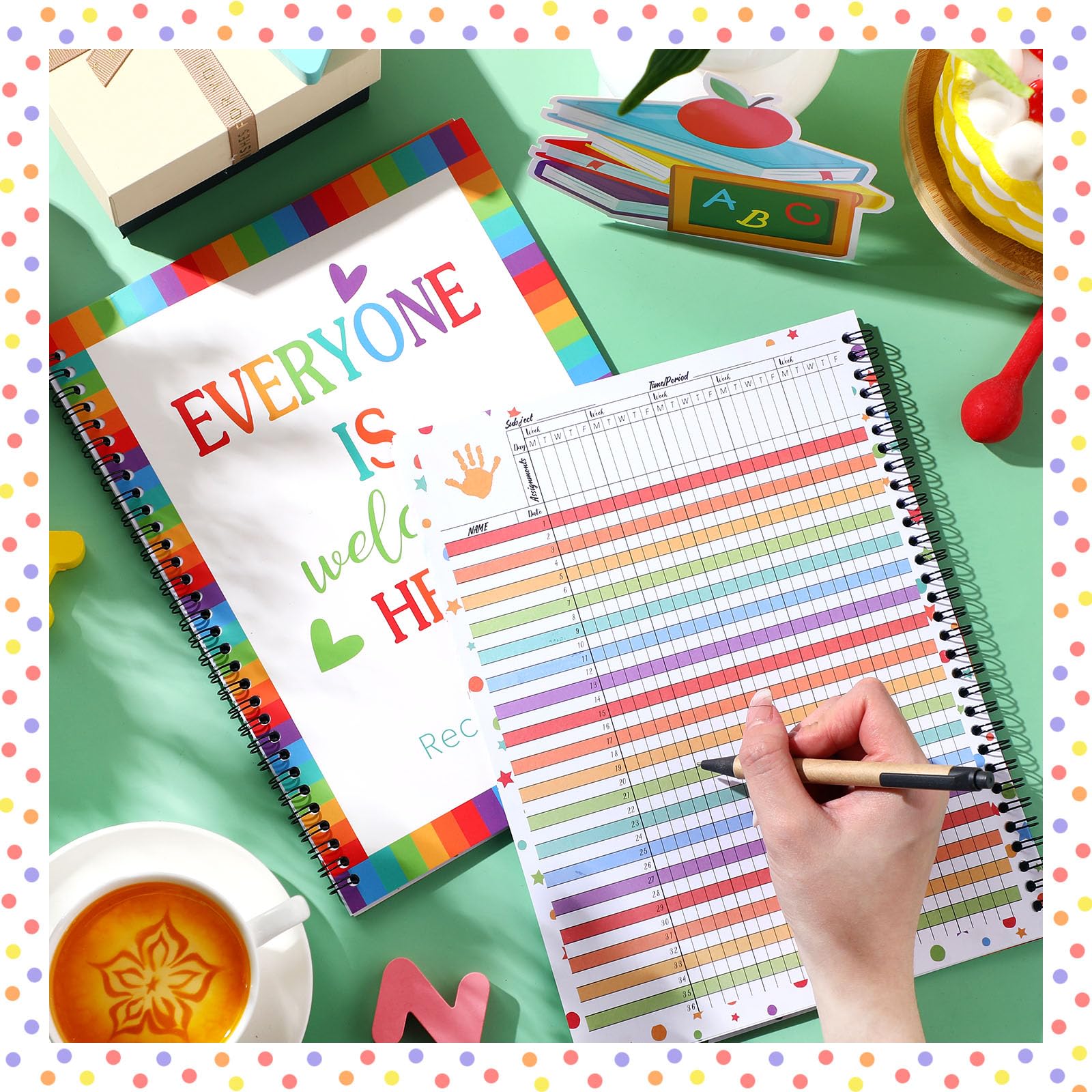 Colored Dot Design Planner Faccito Teacher Record Book, 8.3'' X 11 ...