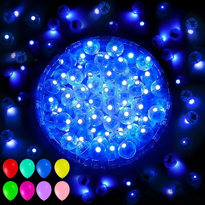 Aogist 50 Pcs Blue Balloon Light with Loop for Hanging, Mini Ball Lamp ...