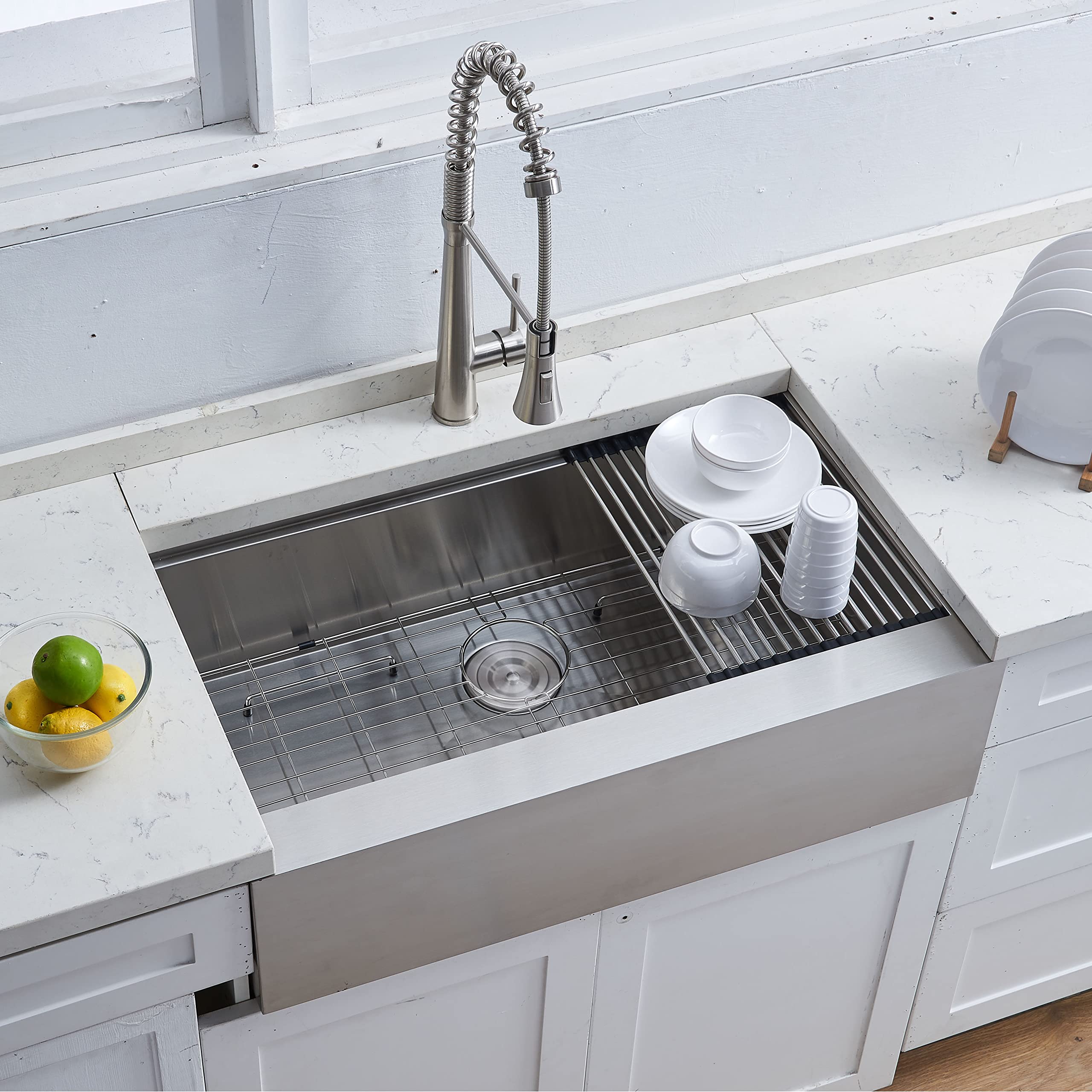 KINGO HOME 33 Inch Farmhouse Sink 33x22 Stainless Steel Workstation ...