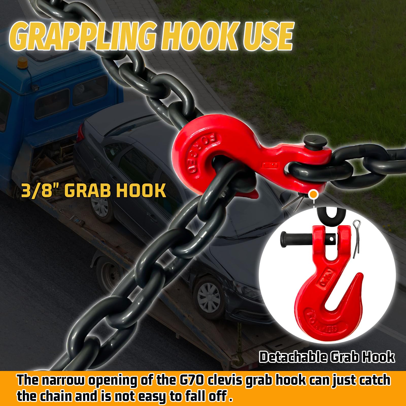 Chain Hooks 3/8 Heavy Duty G80 Transport Chain 3/8" X 10 Ft - Grade 80 ...