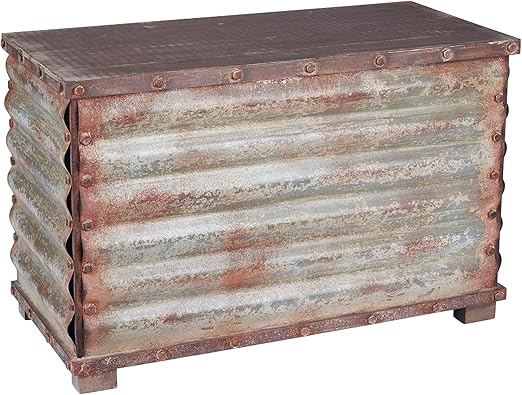 Amazon.com: Household Essentials Vintage Metal Storage Trunk, Rustic ...